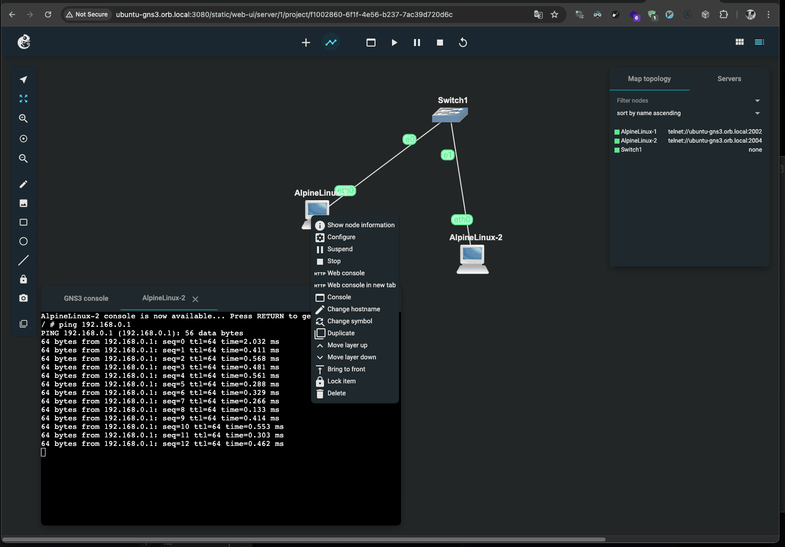 Running GNS3 with Docker